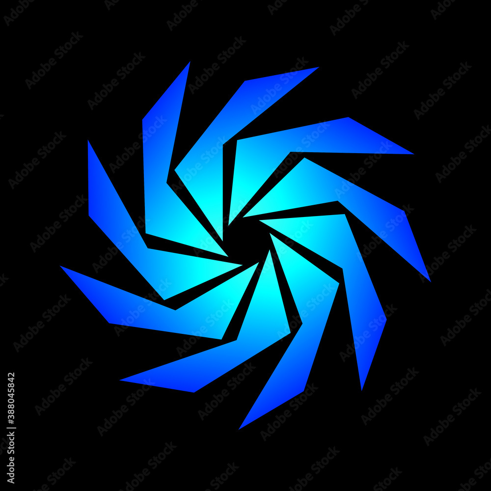 Spiral star grid vector image with circular transition blue lightning ...