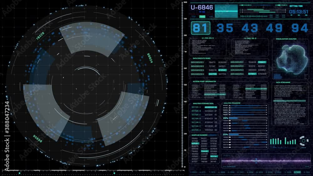 HUD Futuristic Security Monitor System Interface Technology Display ...