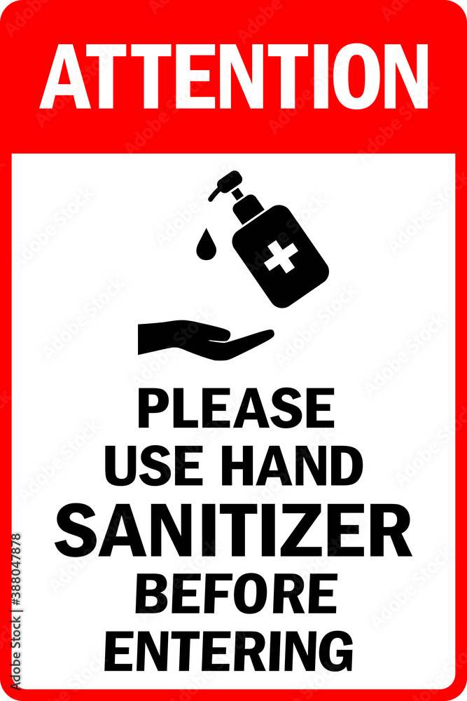 Please use hand sanitizer before entering. COVID 19 Safety signs. Stock ...