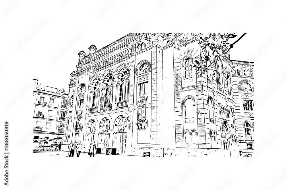 Building view with landmark of Cadiz is a city and port in southwestern ...