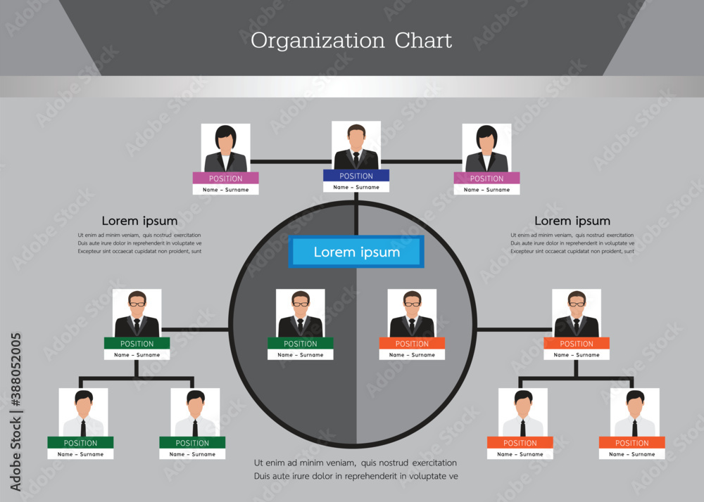 Organization Chart Infographics with People Icon and Abstract Line ...