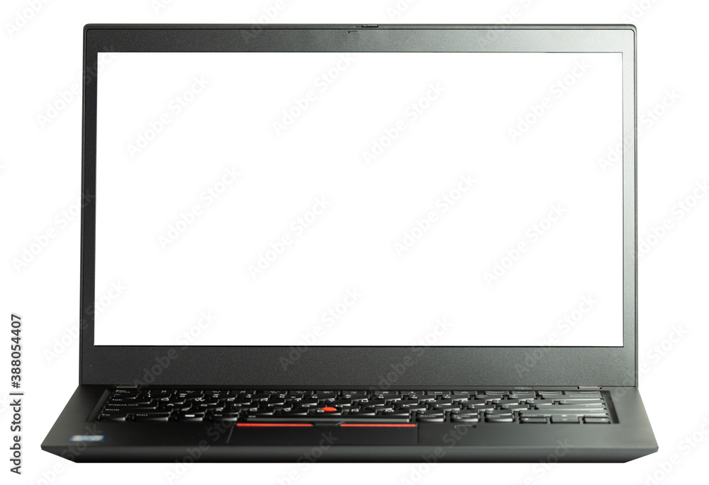 Laptop with blank screen isolated on white background Stock Photo ...