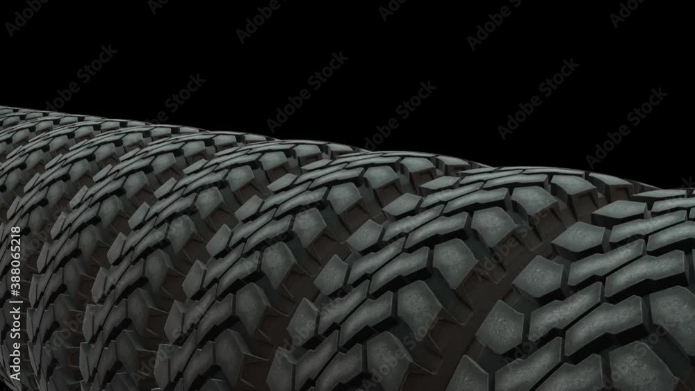 New car tire wheel rotation animation at black background. Wheel ...