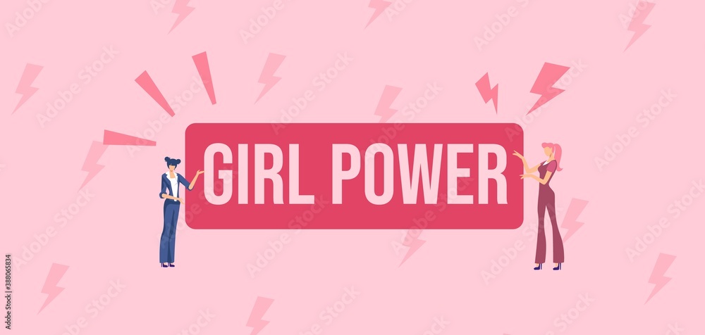 Girl power poster. Feminism symbol with red symbol womens struggle for ...