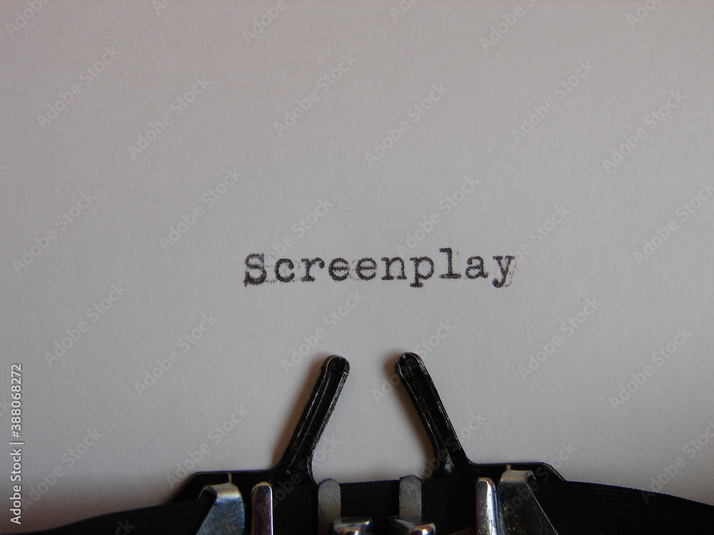 the word "screenplay" typed on a typewriter, close up Stock Photo ...