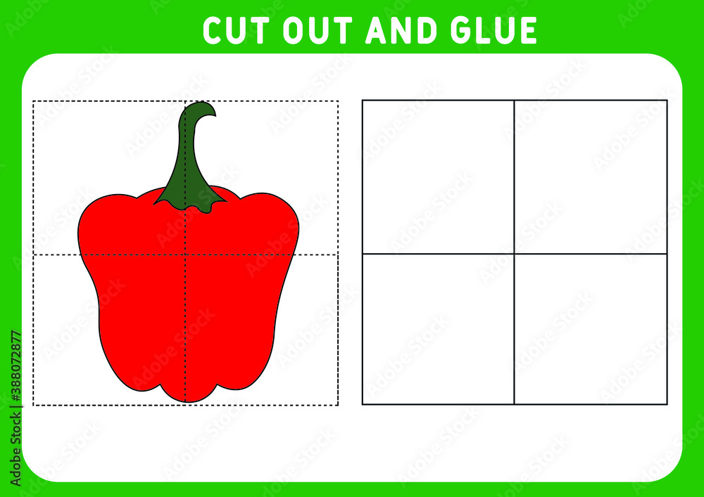 Educational game for children. Puzzle for children. Cut and glue ...
