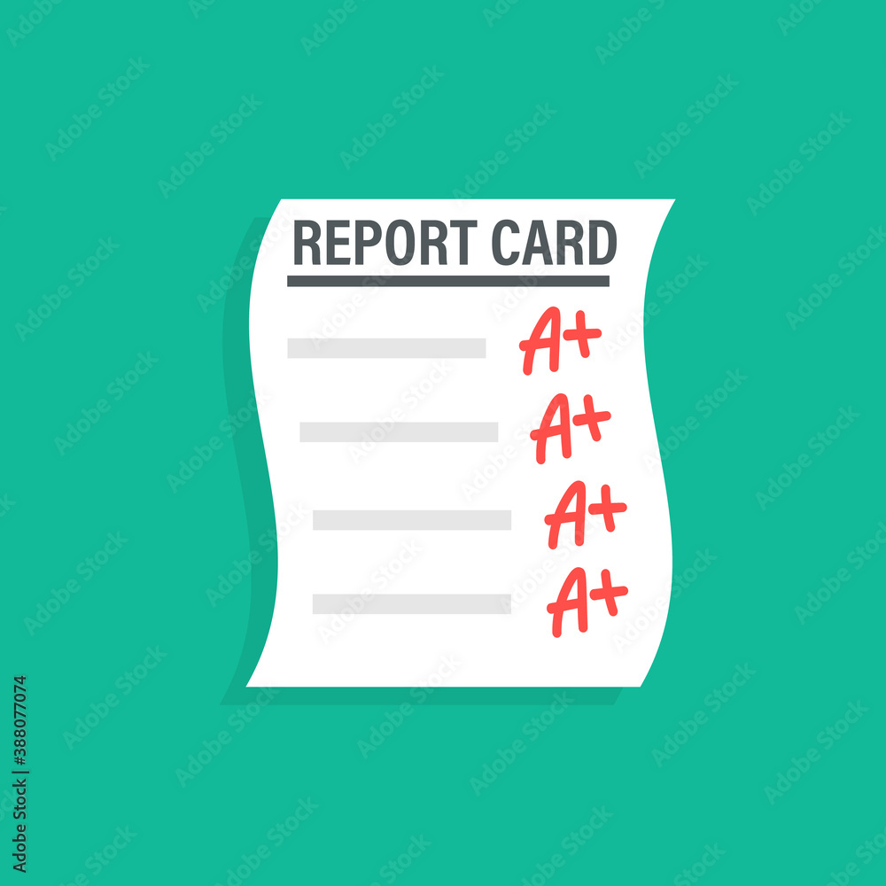A plus report card illustration. Clipart image. Stock Vector | Adobe Stock