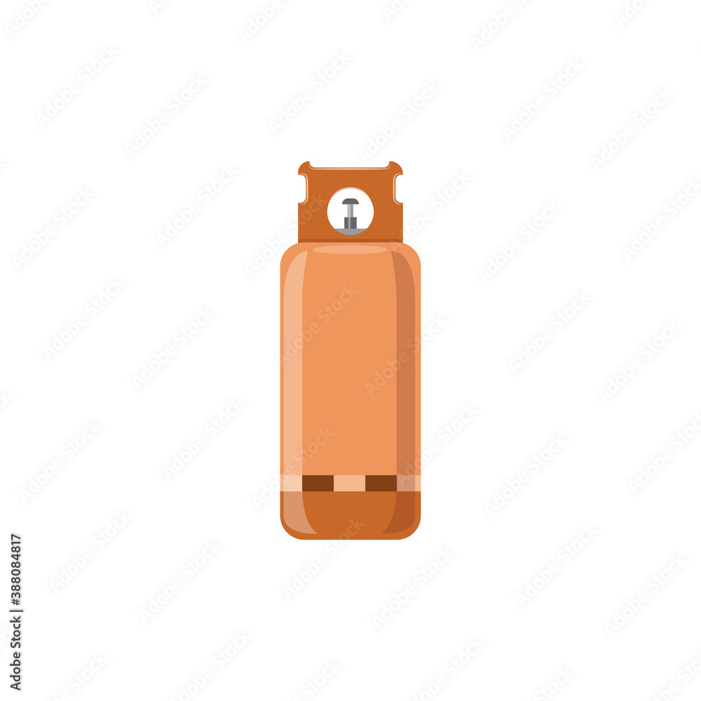 Flammable steel gas cylinder with fuel a flat cartoon isolated vector ...