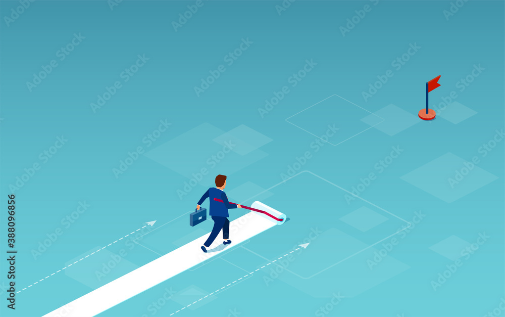 Vector of a business man painting his own path towards success and ...