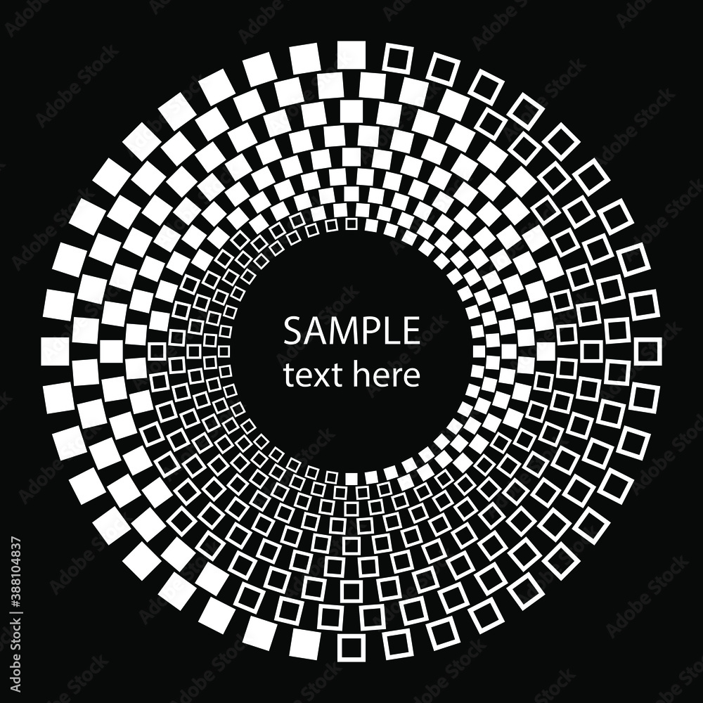 White abstract rotated square dots in spiral form. Design element for ...