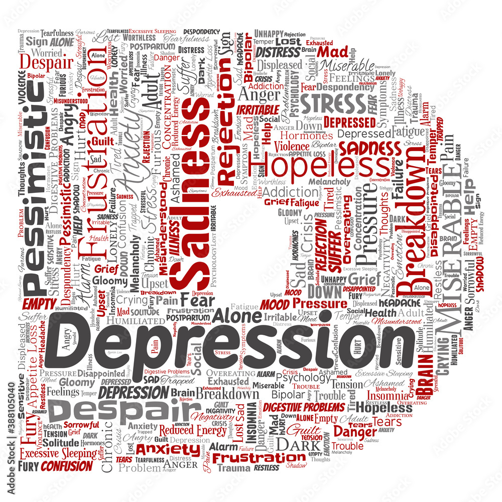 Vector conceptual depression or mental emotional disorder problem ...