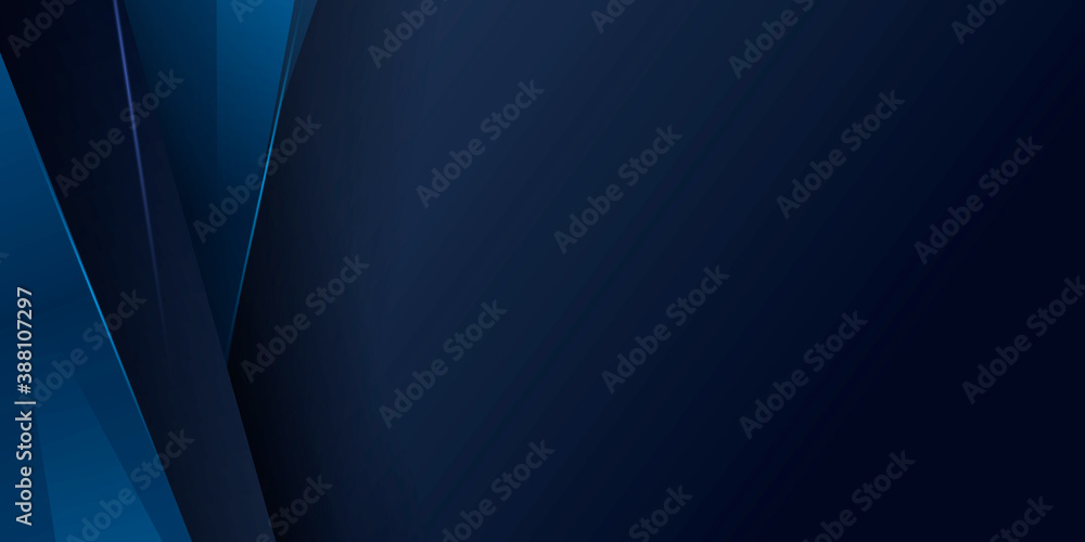 Dark navy blue abstract presentation background with geometric 3D ...