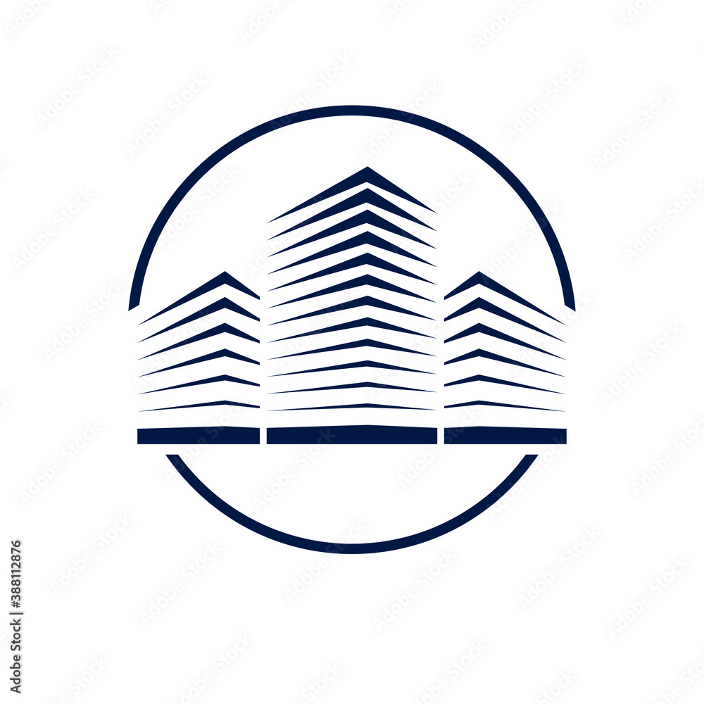 Futuristic building round shape icon or logo, modern style vector ...