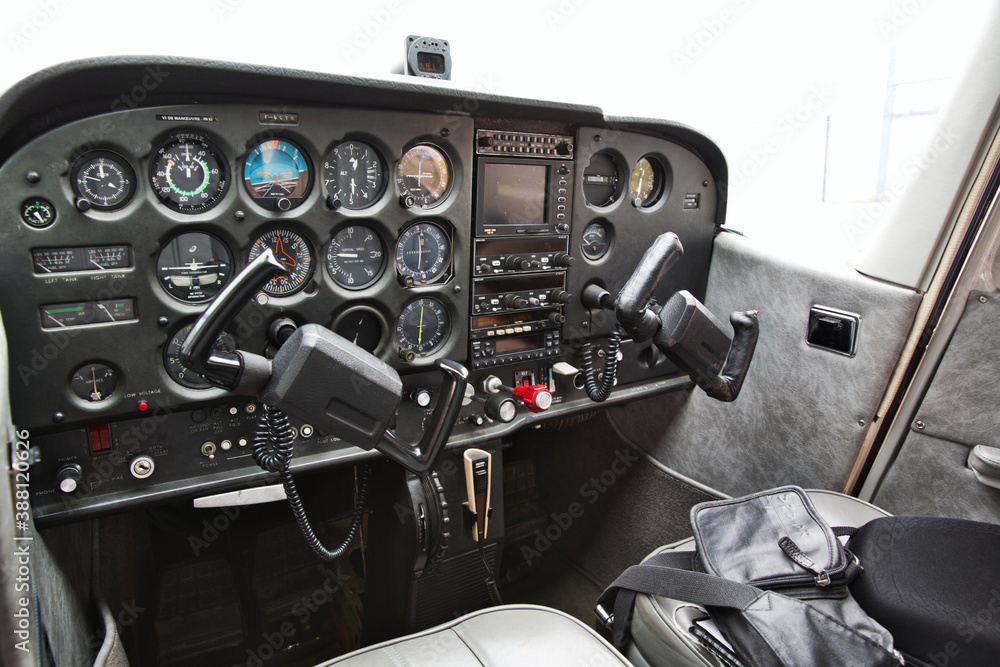 cockpit detail. Cockpit of a small aircraft Stock Photo | Adobe Stock