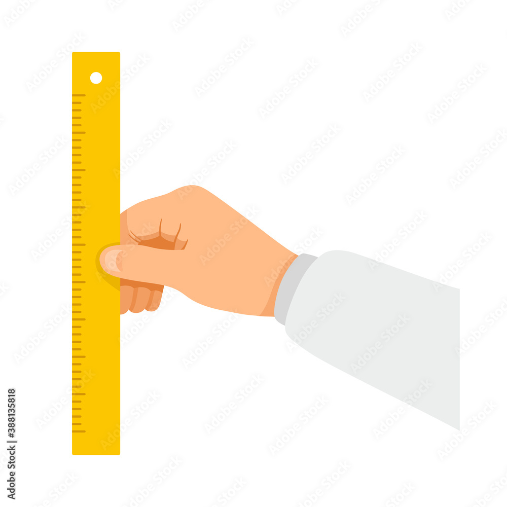 Hand with ruler vector sign Stock Vector | Adobe Stock