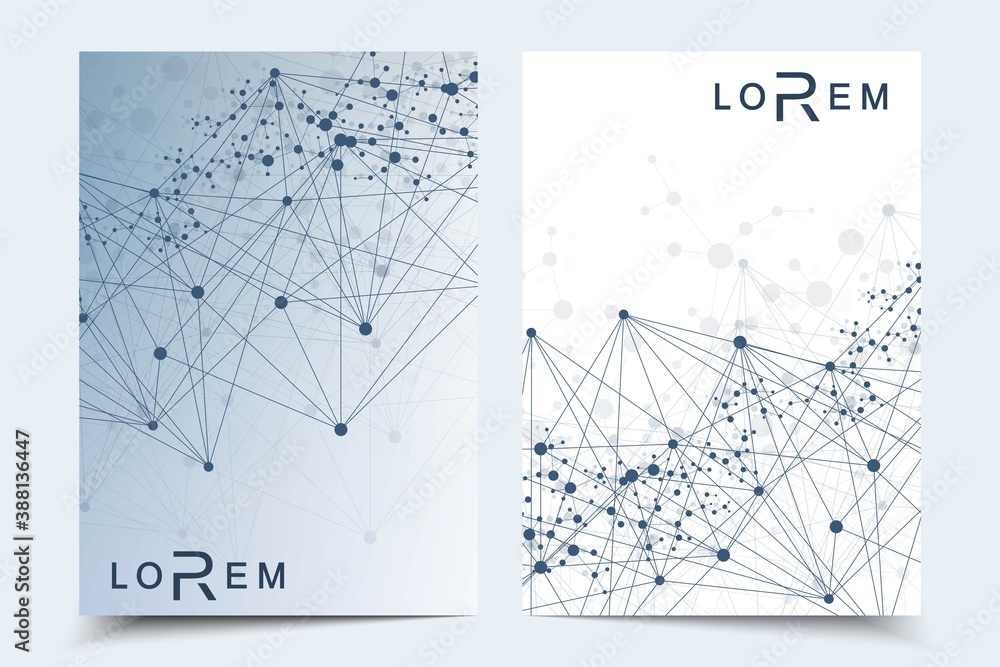 Scientific brochure design template. Vector flyer layout, Molecular ...