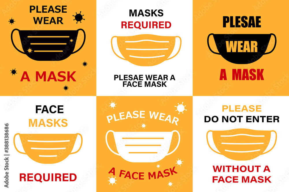 Attention signs please wear a mask Stock Vector | Adobe Stock