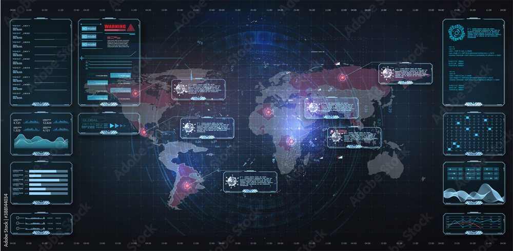 HUD, GUI. Hi-tech futuristic display. Tech and science, analysis theme ...