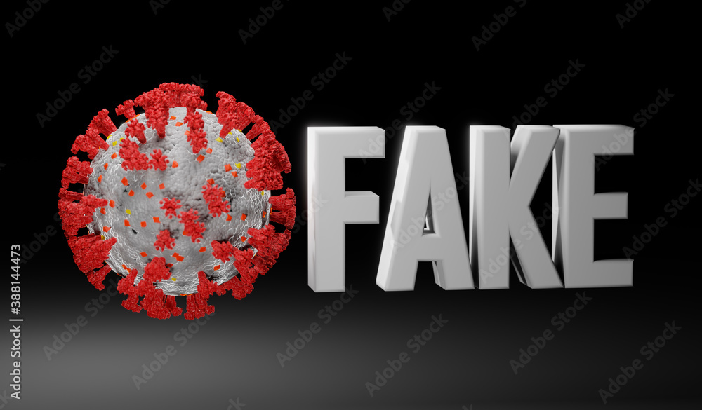 COVID-19 coronavirus cell and FAKE letters. Concept for fake news and ...