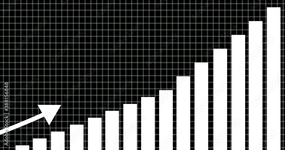 Growing arrow over dot line world map. business graph showing 3d arrow ...