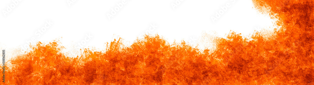 Orange paint color explosion isolated white background. Splash ...