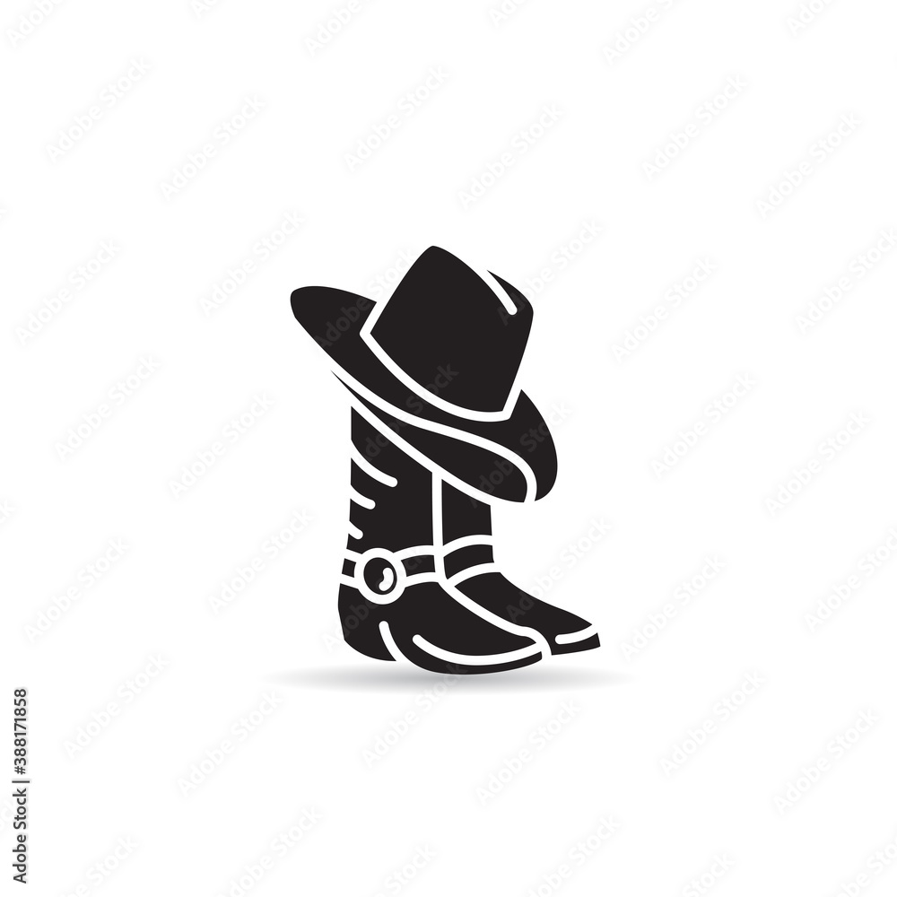 cowboy boot and hat icon on white background vector illustration Stock ...