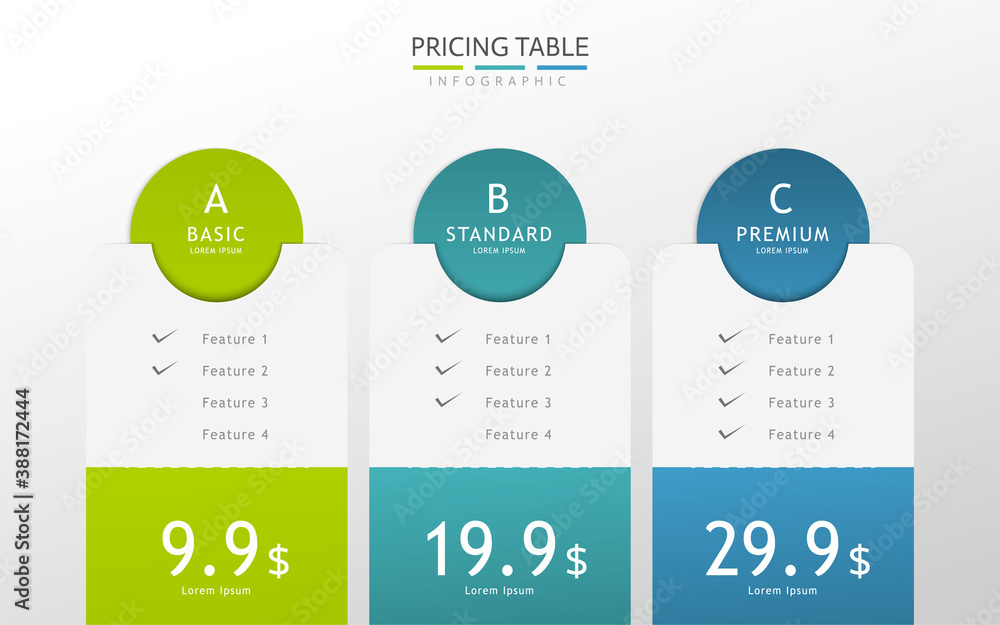 Pricing table infographic design Stock Vector | Adobe Stock