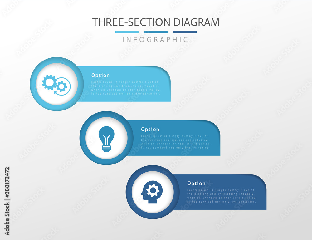 Three section diagram infographics Stock Vector | Adobe Stock
