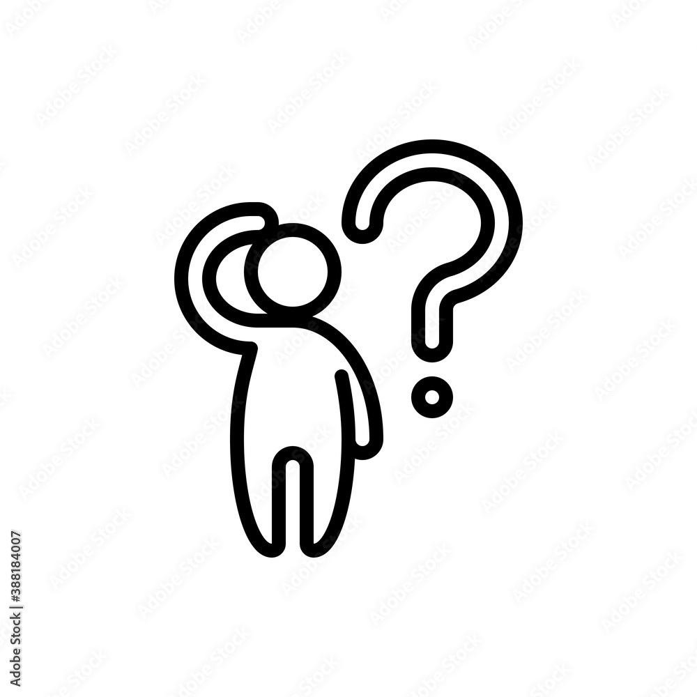 People with question mark outline icons. Vector illustration. Editable ...