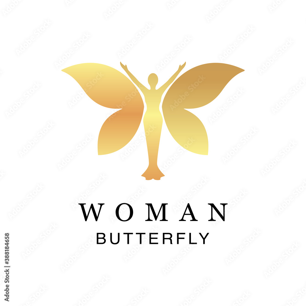 Butterfly Woman with Leaves logo design inspiration Stock Vector ...
