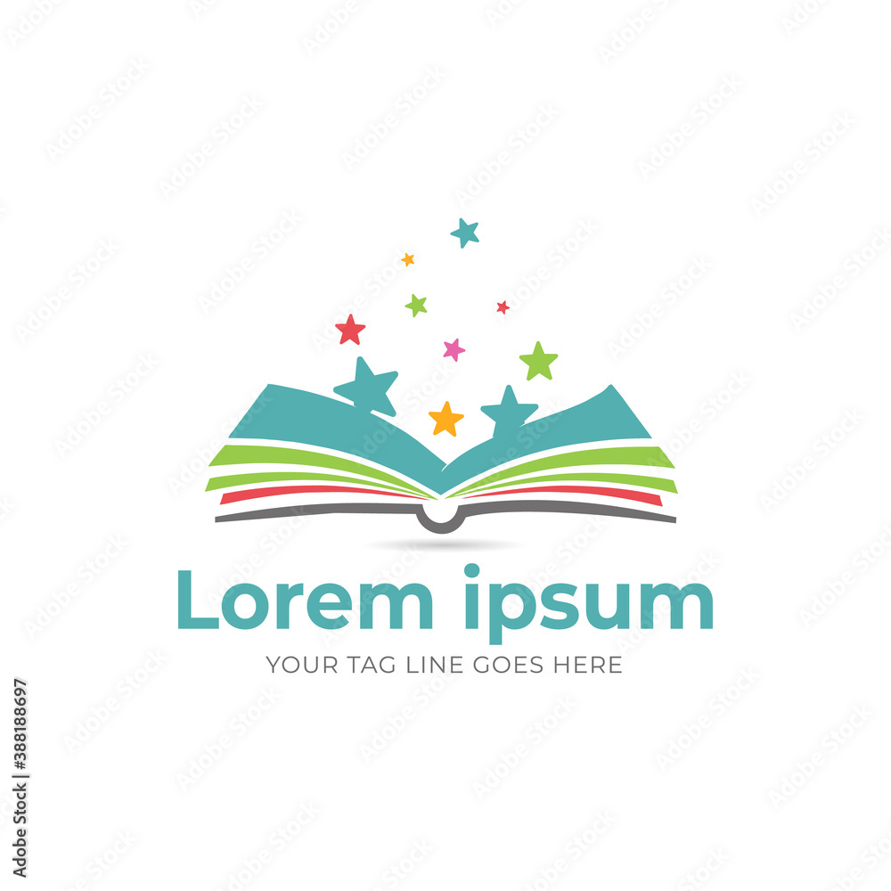 Book logo with star. Education logo design for kids childcare Stock ...