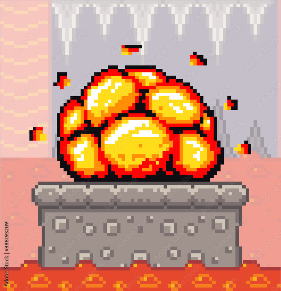 Pixel art game background with underground detonation of bomb. Game ...