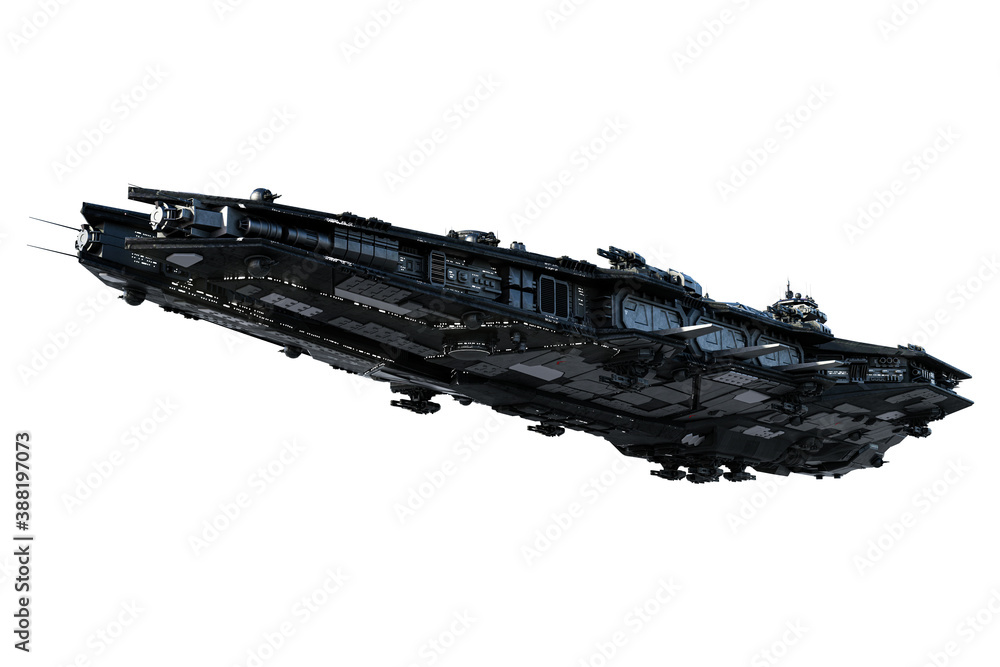 Spaceship exterior on an isolated white background, 3D illustration, 3D ...