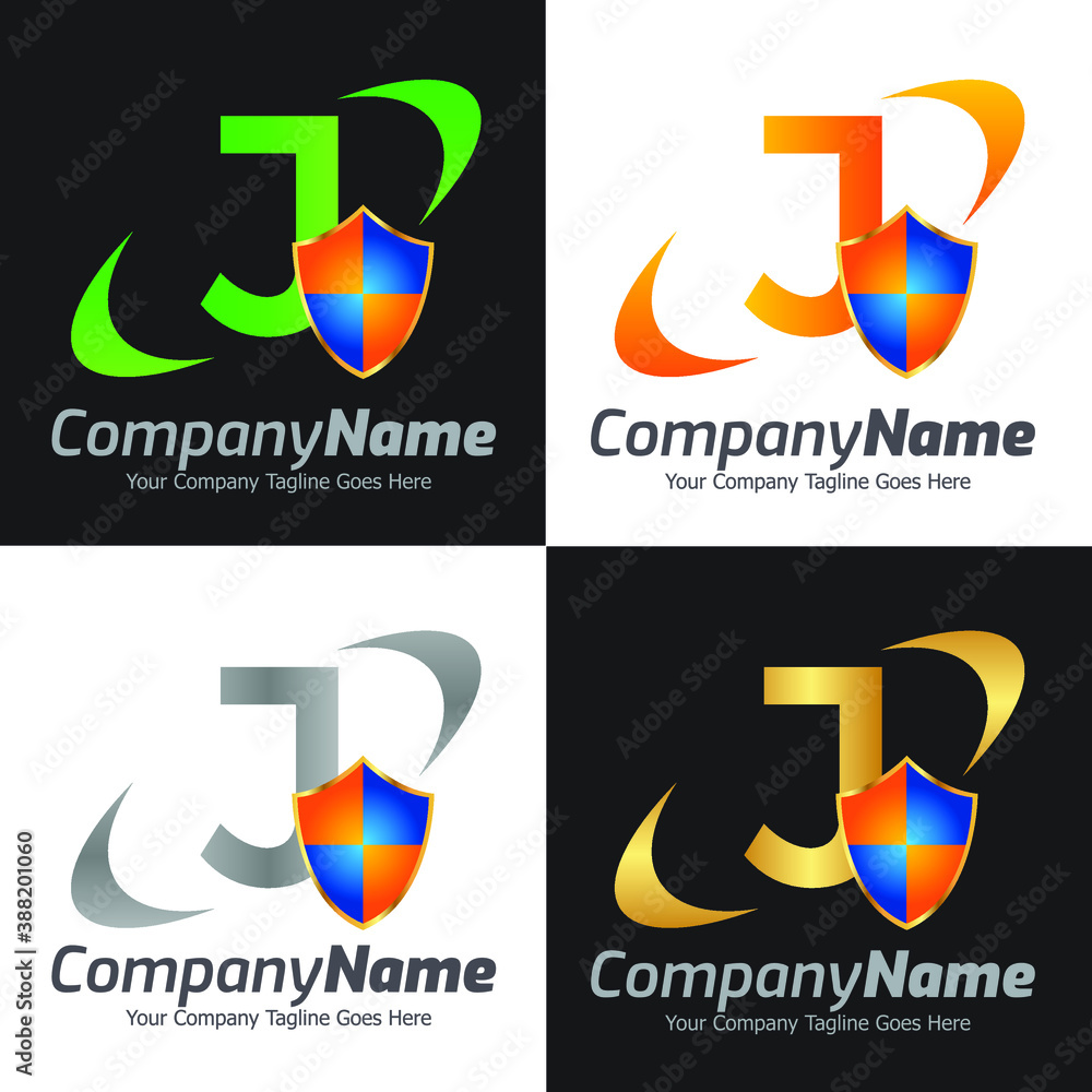Letter J vector logo template, Colorful Letter J logo, Shield Logo ...