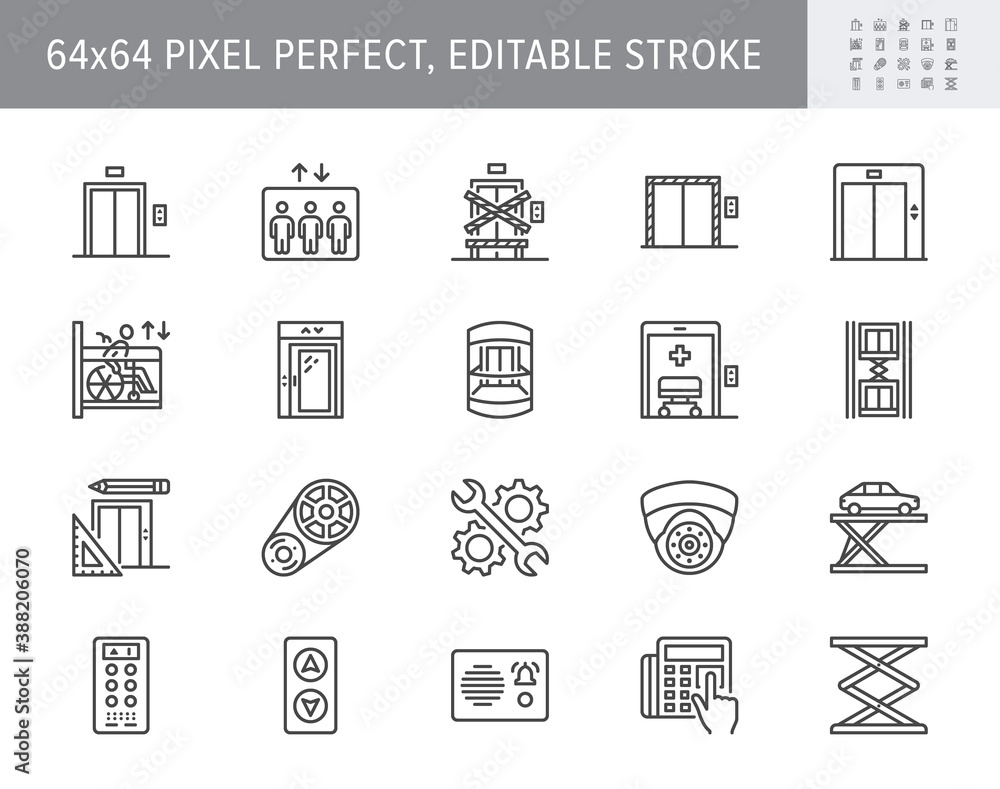 Elevator line icons. Vector illustration included icon - service lift ...
