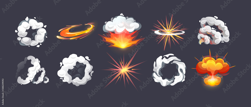 Animation for game comic explosion effect frames. Energy explosion ...