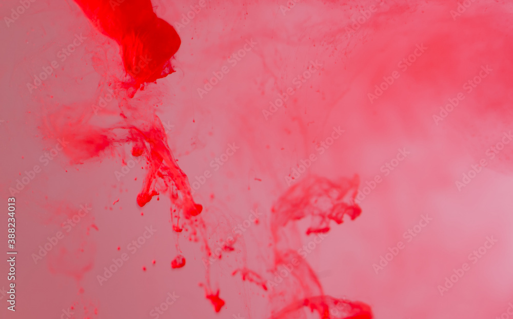 Science and art experiment color dripping into red template bright red ...