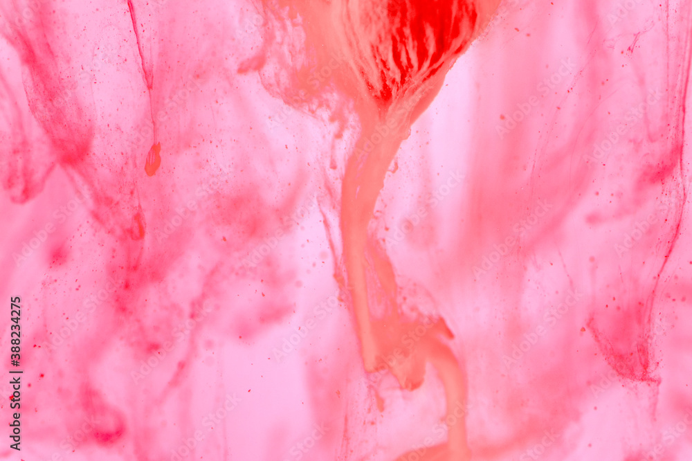 Science and art experiment color dripping into red template bright red ...