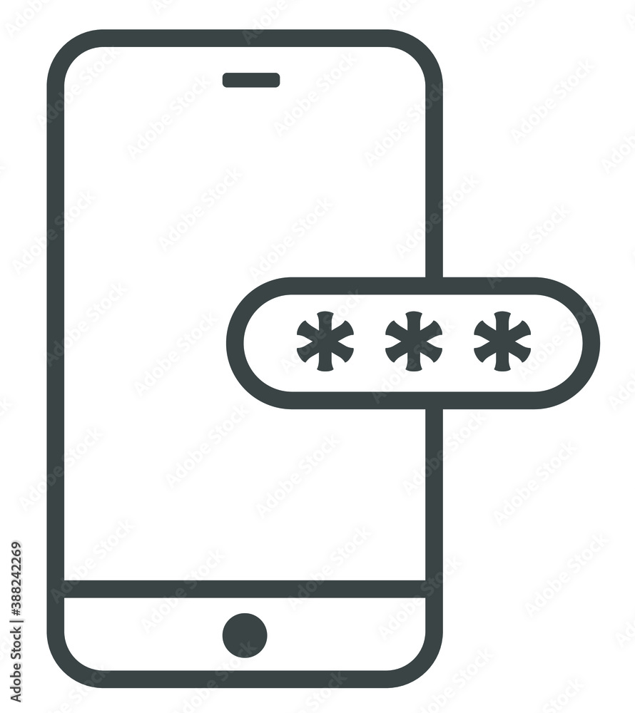 Mockup phone with encrypted password authentication. Two Factor ...