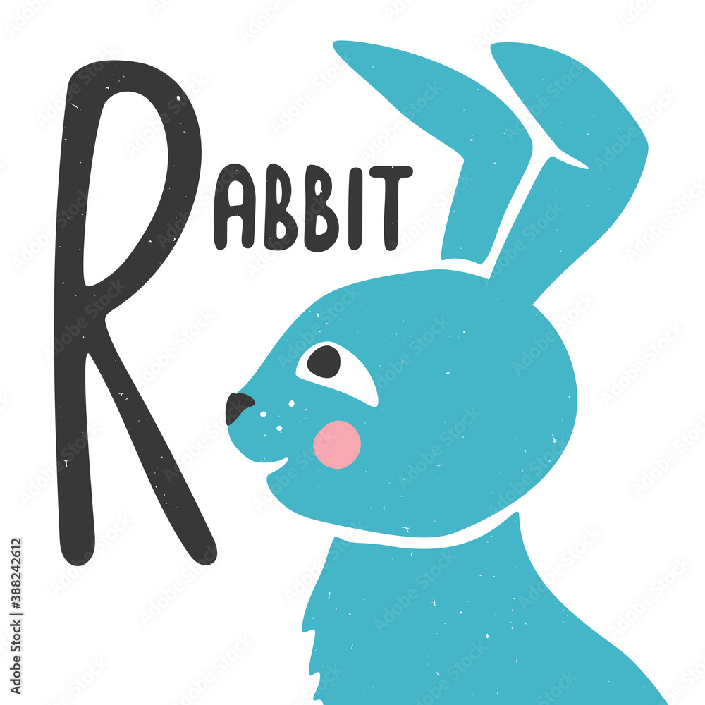 Cute printable alphabet card for play and education. Letter "R" is for ...