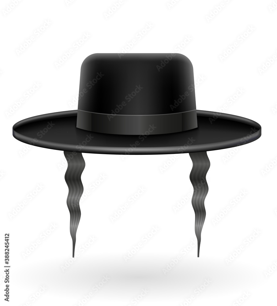national jewish black hat with sidelocks vector illustration Stock ...