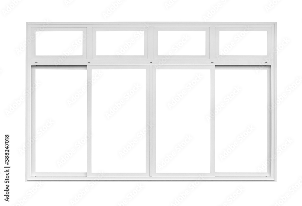 Real modern house window frame isolated on white background with ...