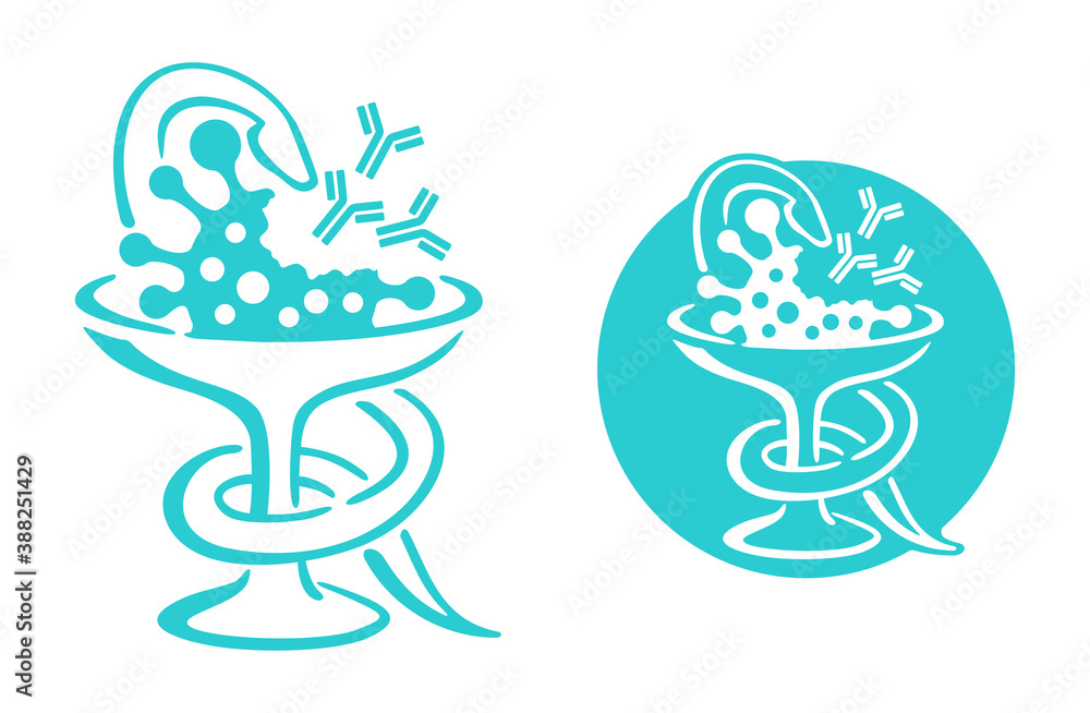COVID-19 coronavirus vaccine emblem or logo temblate - snake and cup ...