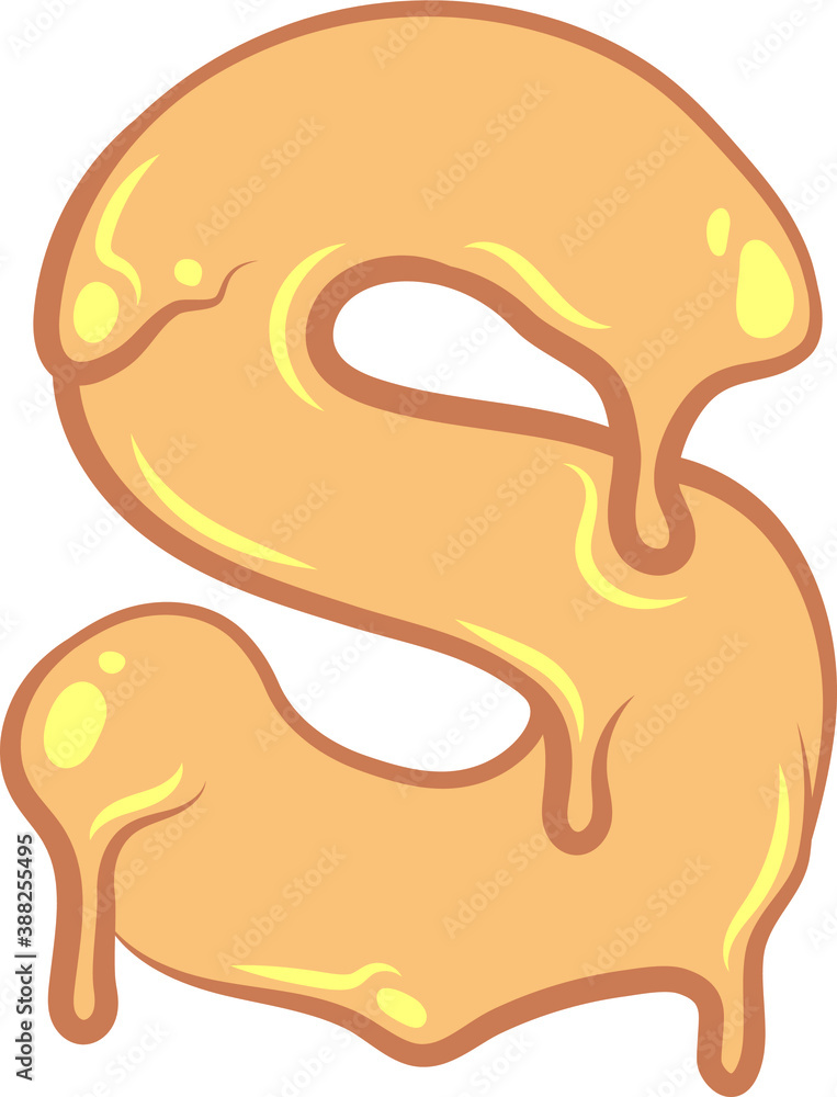 White Isolated flat vector S - letter in wax style. Waxing tech ...