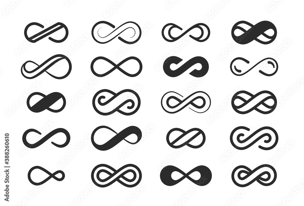 Infinity symbol large set. Space infinite eights sign loop design ...