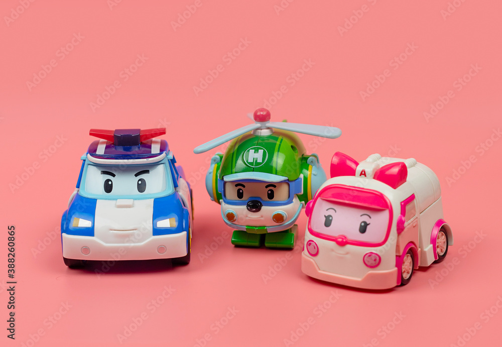collection of cars from the cartoon Robocar Poli Stock Photo | Adobe Stock