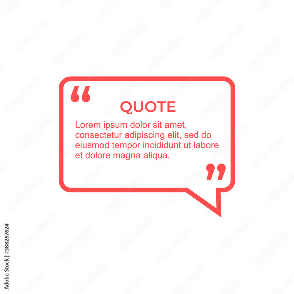 Quote frame. Mockup of quatation square box. Editable quoted message in ...
