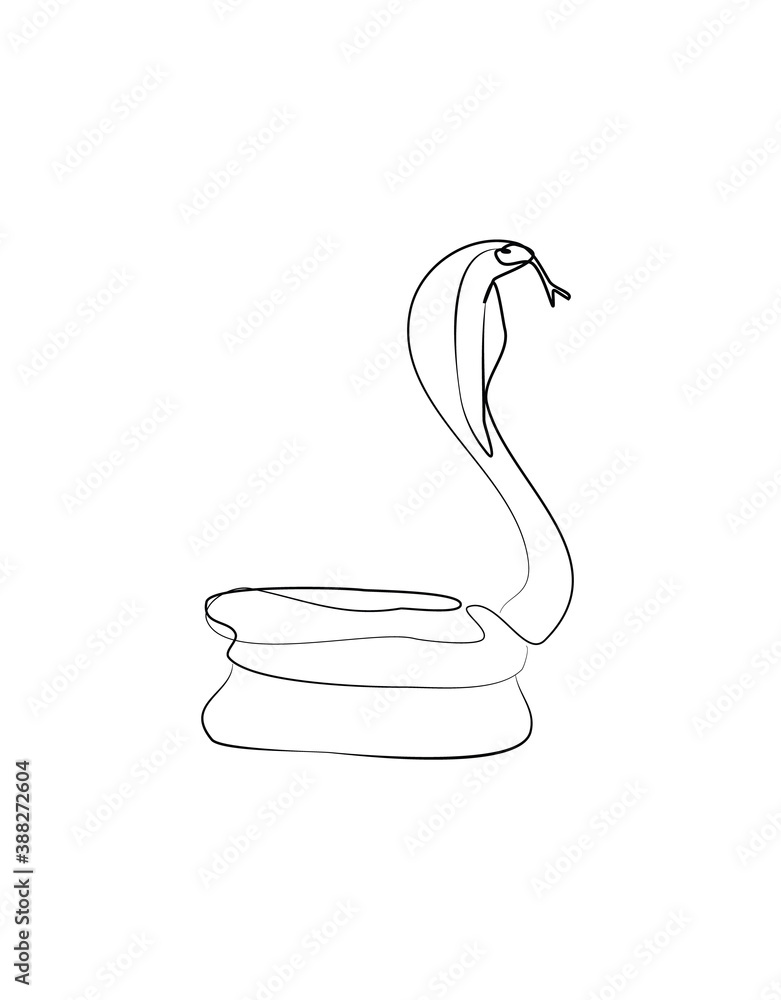 SINGLE-LINE DRAWING OF A SNAKE. This hand-drawn, continuous, line ...