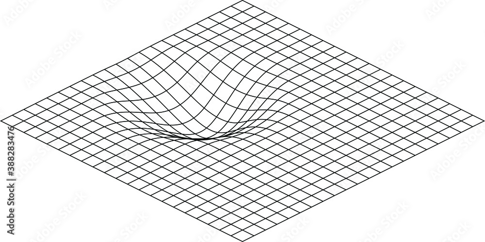 Distorted grid pattern. Technology, science, game background. Black and ...