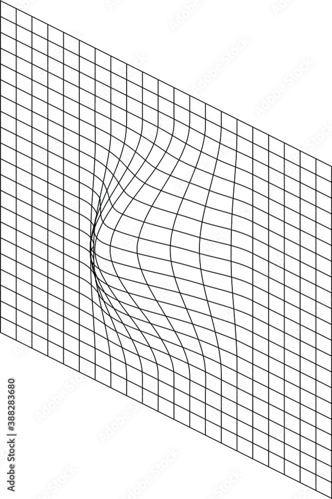 Distorted grid pattern. Technology, science, game background. Black and ...
